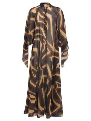 Emilio Pucci Cotton Labirinto Print Maxi Kaftan Dress - Brown
