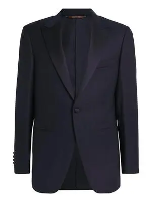 Canali Wool Textured Tuxedo Jacket - Grey