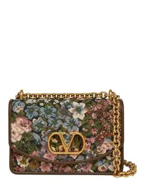 Valentino Garavani Floral Woven Leather-trim Shoulder Bag - Multi