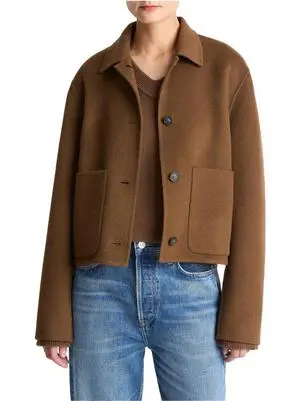 Vince Wool And Cashmere-Blend Short Jacket Neutral