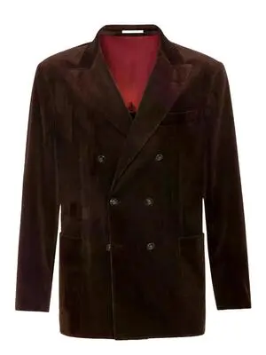 Brunello Cucinelli Corduroy Double-breasted Blazer - Brown