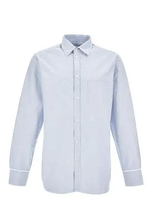 GOLDEN GOOSE Cotton Striped Shirt - Sky Blue