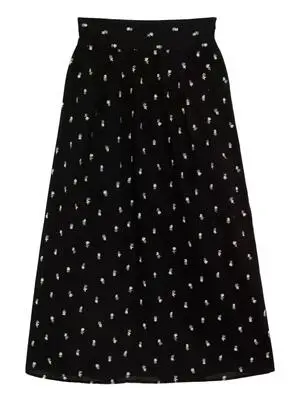 TO B. BY AGNÈS B. Floral-embroidered Midi Skirt - Black
