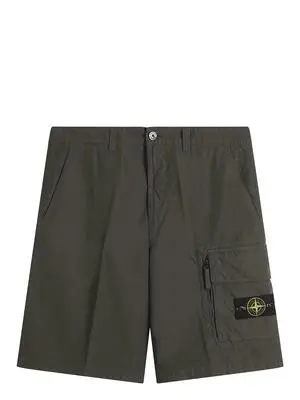 Stone Island Canvas Weave Cotton Cargo Shorts - Lead Grey