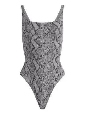 SKIMS Fits Everybody Square Neck Bodysuit - Shadow Snake Print