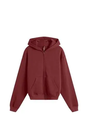 SKIMS Cotton Fleece Classic Zip Up Hoodie - Merlot