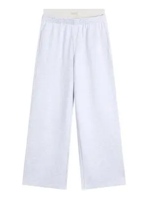 SKIMS Cotton Fleece Exposed Boxer Wide Leg Pants - Light Heather Grey