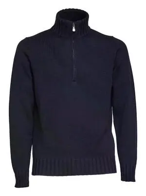 FILIPPO DE LAURENTIIS Half-zip Wool Sweater - Blue