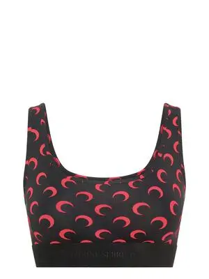 MARINE SERRE Crescent Moon-print Sports Bra Black