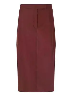 CRIDA MILANO Midi Skirt With Belt Loops - Red