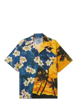 Palm Angels Floral Sunset Short-sleeve Shirt - Blue