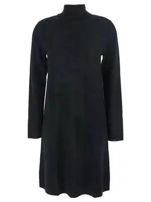 ALLUDE Roll-neck Fine-knit Midi Dress - Black