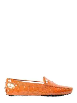 TOD'S Croc-Effect Loafers Orange