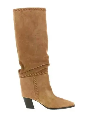JIMMY CHOO 60mm Hart Stitched Knee-high Boots - Neutrals