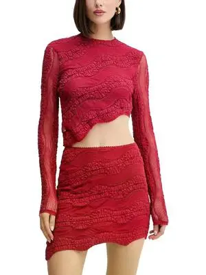 Charo Ruiz Ibiza Long-sleeve Asymmetrical T-shirt - Red