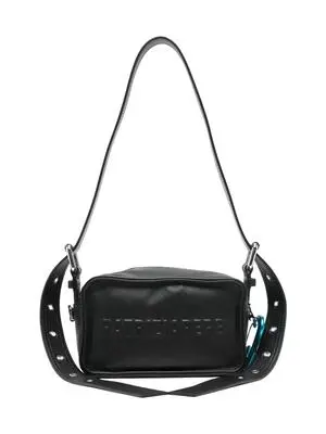 Patrizia Pepe Embossed Logo Shoulder Bag - Black