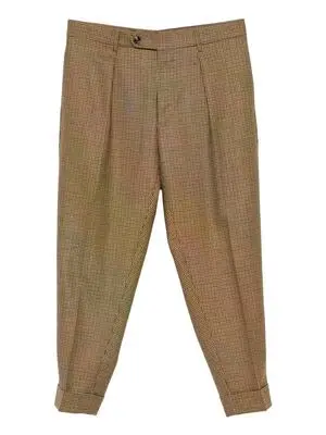 BERWICH Chiaia Pleated Houndstooth Trousers - Brown