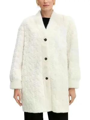 Ermanno Scervino Cable-knit Buttoned Coat - White