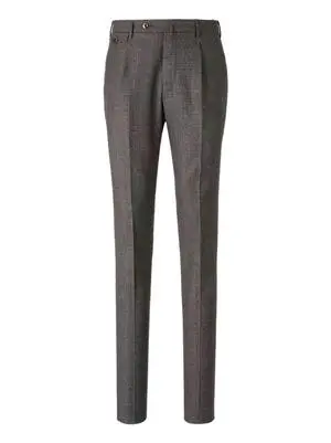 PT TORINO Pleated-Front Houndstooth Trousers