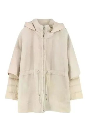 MOORER Hooded Coat With Padded Sleeves - Neutrals