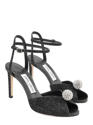 JIMMY CHOO Sacora 85 Sandals - Black/crystal