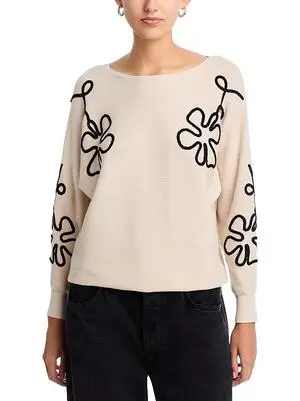 SIONI Soutache Crewneck Sweater - Winter White