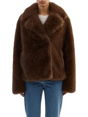 LAMARQUE Lamarque Faux Fur Animal Print Jacket