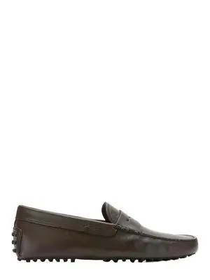TOD'S Pebbled Leather Loafers - Brown