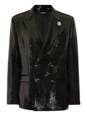 Dolce & Gabbana Sequin-embellished Double-breasted Blazer - Black