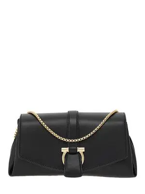 FERRAGAMO Small Leather Crossbody Bag With Silver Tone Hardware - Nero