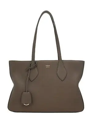 FERRAGAMO Medium Leather Tote - Concrete