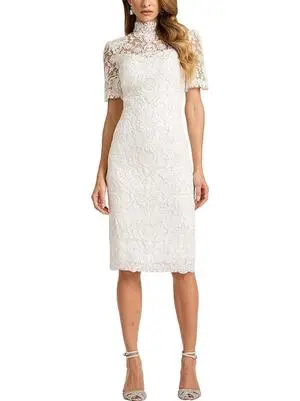 Tadashi Shoji Marise Sequin Embroidered Illusion Dress - Ivory