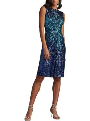 Tadashi Shoji Solene Sequin Cocktail Dress - Blue