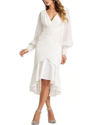 Tadashi Shoji Kalina Blouson Sleeve High-low Dress - Ivory