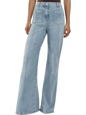 REISS Petite Sakura High-rise Flare Jeans - Light Blue