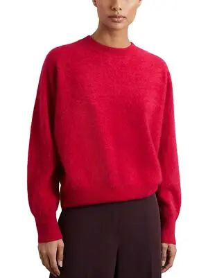 REISS Misha Brushed Cashmere Sweater - Red