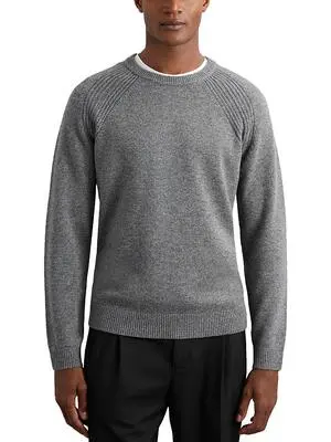 REISS Wool And Cashmere Raglan Sweater - Mid Grey Melange