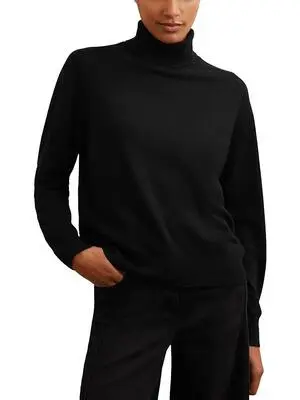 REISS Wendy Roll Neck Wool Sweater - Black