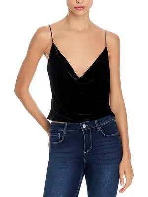 L'Agence Calista Velvet Cowl Neck Camisole - Black