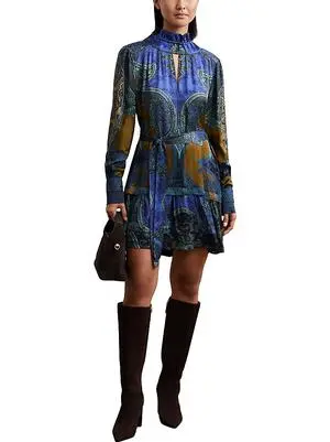 REISS Kaisley Paisley Print Dress - Blue