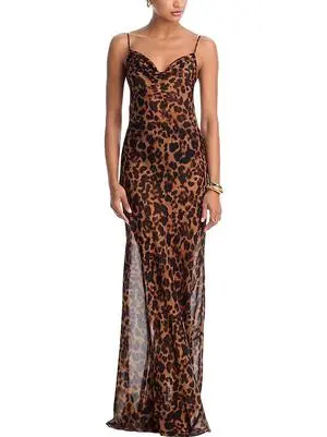L'Agence Christine Silk Gown - Brown Multi