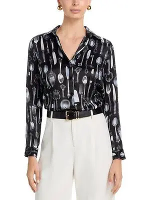 L'AGENCE Tyler Silk Printed Blouse