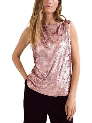 PHASE EIGHT Tasha Sequin Top - Pink