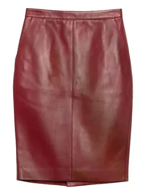 Saint Laurent Cassandre Midi Pencil Skirt - Red