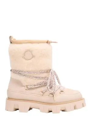 Moncler Suede And Shearling Ankle Boots - Beige
