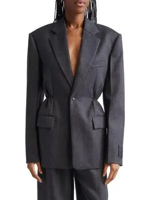 Alexander Wang Oversized Wool Gabardine Blazer - Black/charcoal