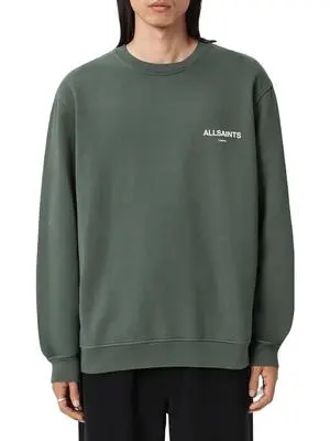 ALLSAINTS Halcyon Oversize Cotton Crewneck Sweatshirt - Garnet Green
