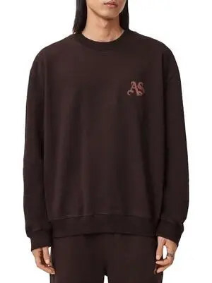 ALLSAINTS Icon Oversized Cotton Crewneck Sweatshirt - Plum Brown
