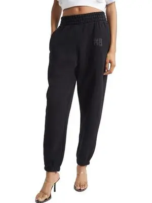 Alexander Wang Essential Logo Cotton French Terry Sweatpants - Black