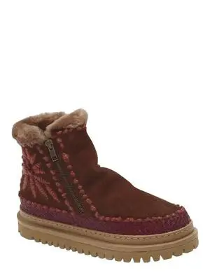LAIDBACK LONDON Setsu 4.0 Genuine Shearling Lined Ankle Boot - Chocolate Suede/rosso